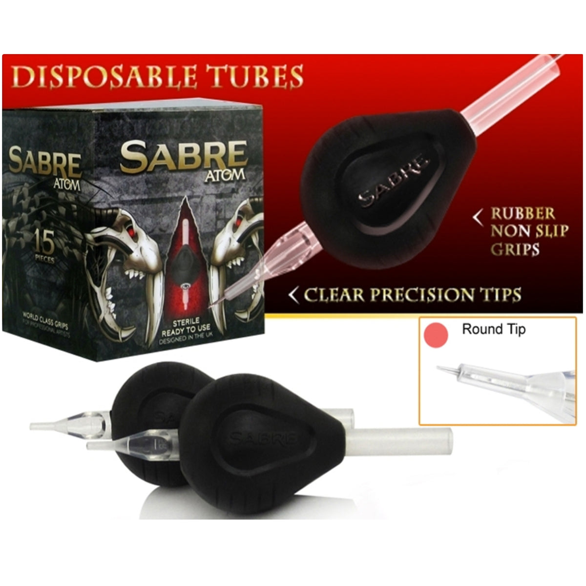 Round Tip | Sabre Atom Tubes – WorldWide Tattoo Supply